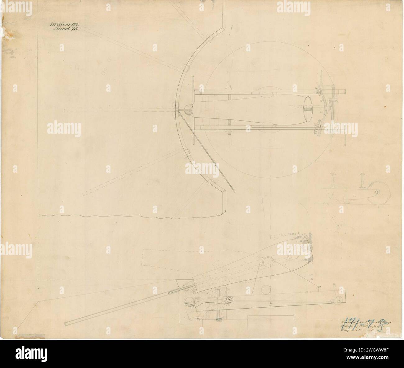 Arrangement for loading 15 inch guns under cover of parapet Stock Photo ...