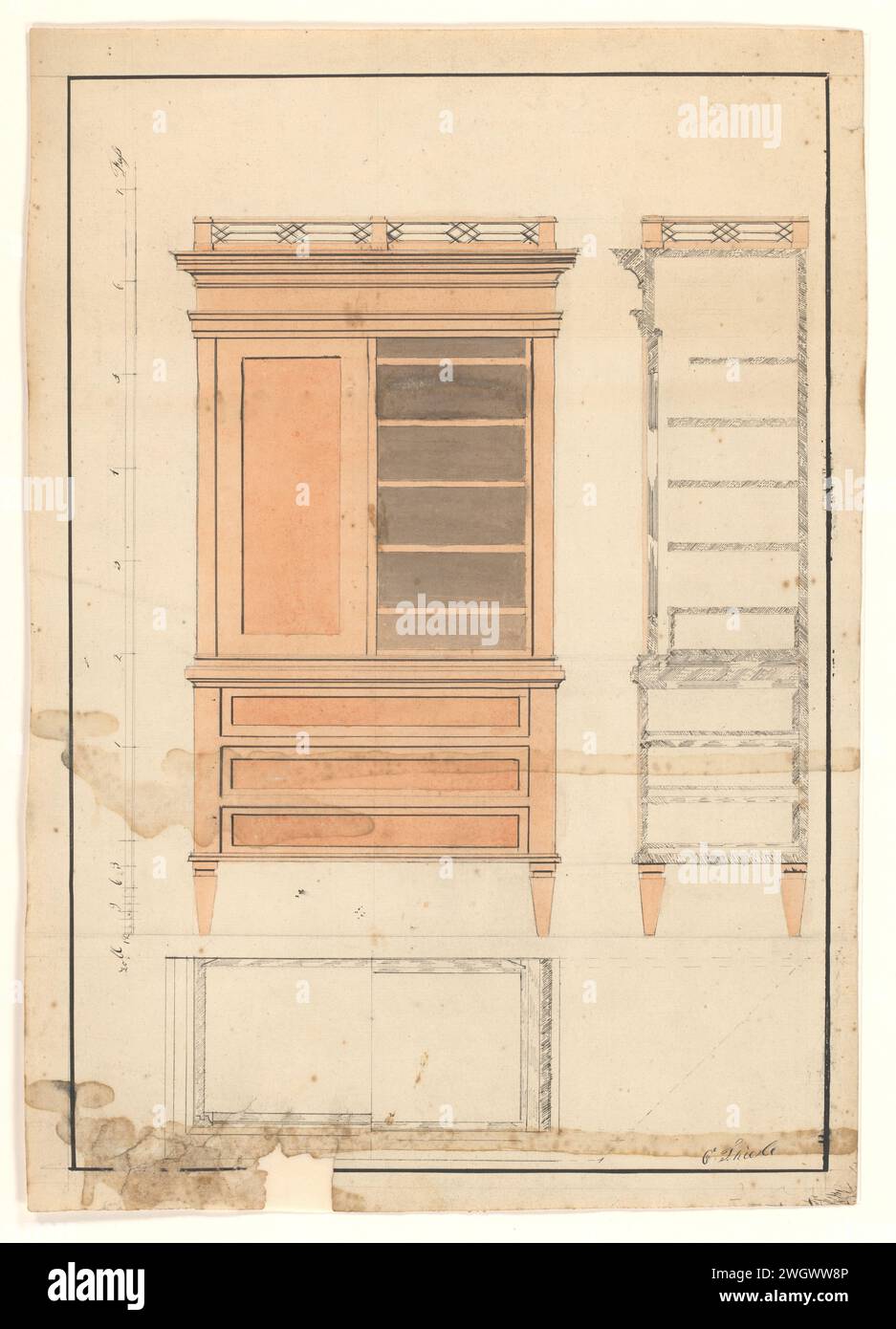 Design for a linen cupboard, Carl Friedrich Thiele, c. 1820 - c. 1825 ...