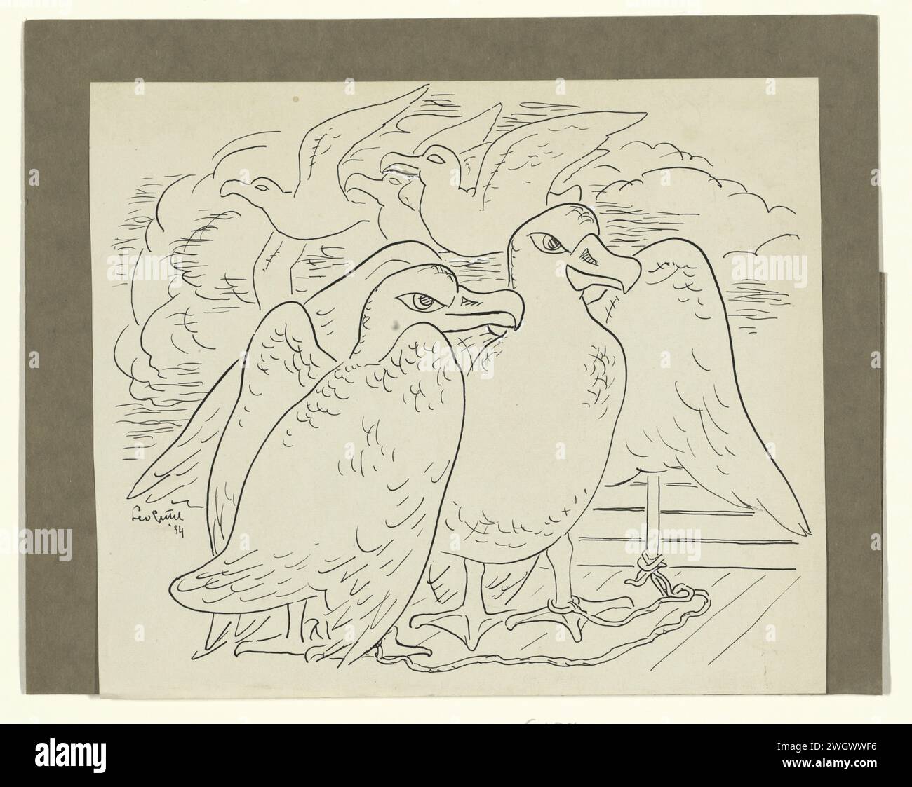 Albatrousars, Leo forms, 1934 drawing Under the drawing the poem l ...