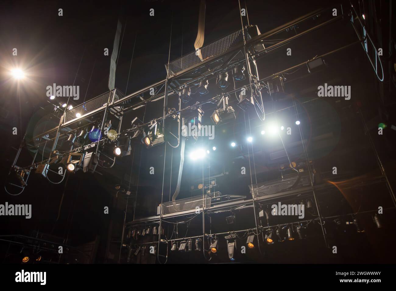 theater spotlights above the stage Stock Photo - Alamy
