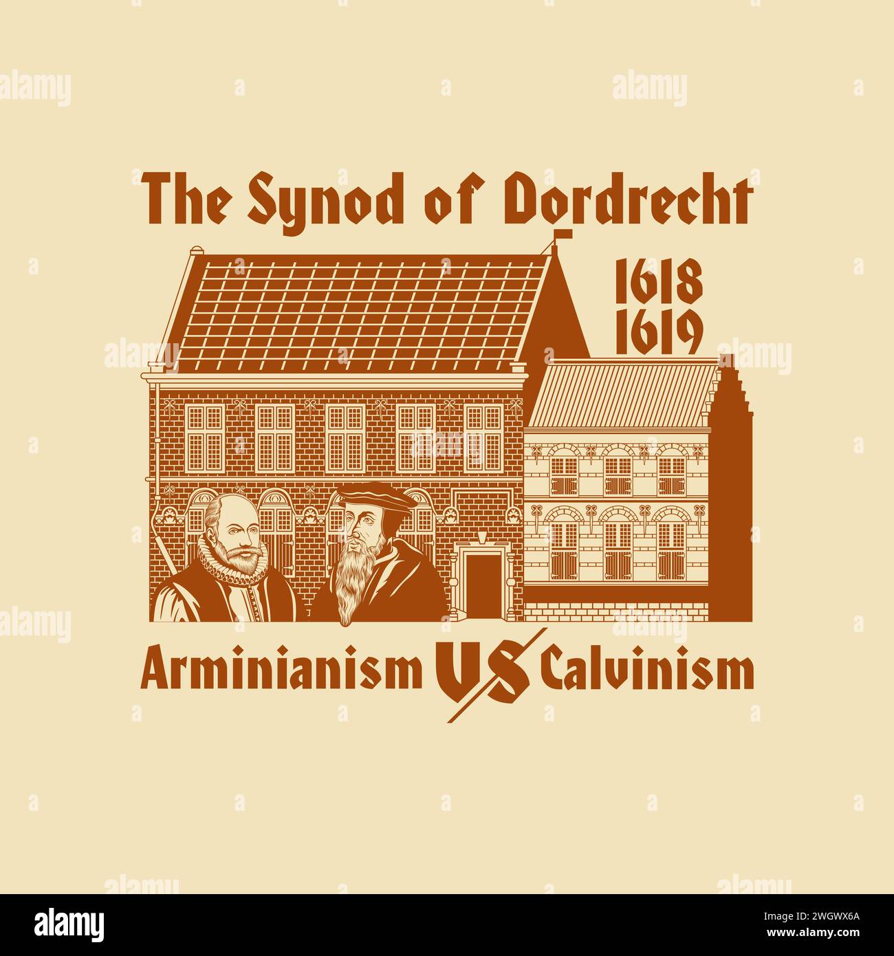 Reformed christian art. Dort synod of 1618. Arminians vs. Calvinists ...