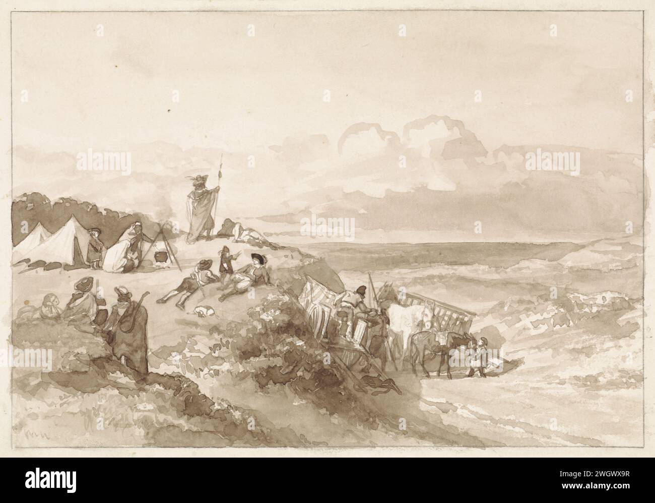 Bivouac in Heuvelig Landschap, Willem de Famars Testas, 1844 - 1896 ...