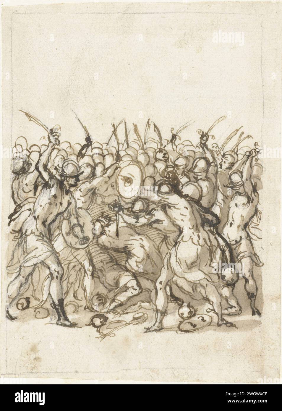Battle between armed armies, Bernardino India, 1538 - 1590 drawing ...
