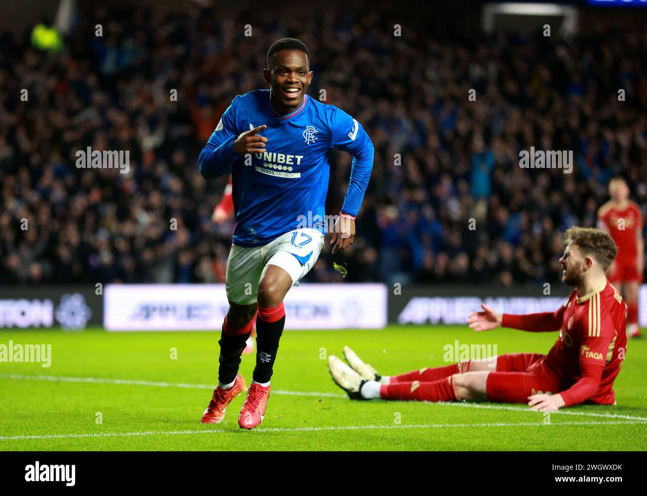 Rangers' Rabbi Matondo celebrates scoring their side's first goal of ...