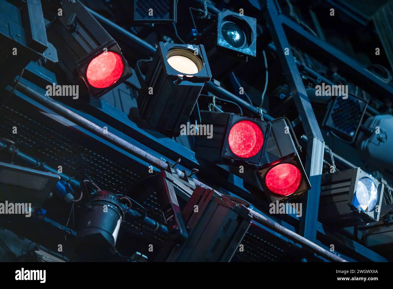 theater spotlights above the stage Stock Photo - Alamy
