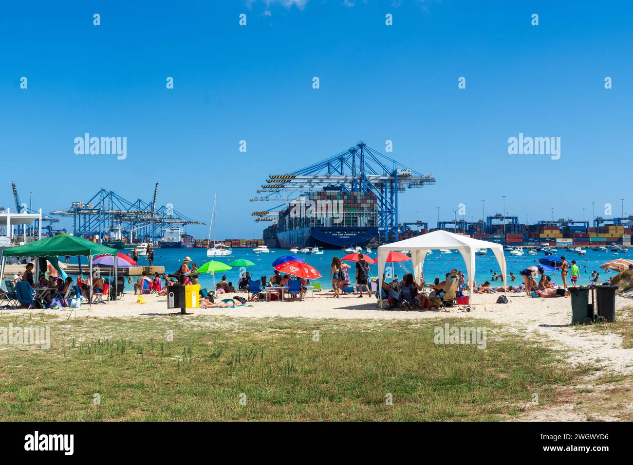 Birżebbuġa, Malta - August 21st 2022: Sunbathers on the beach at Pretty ...