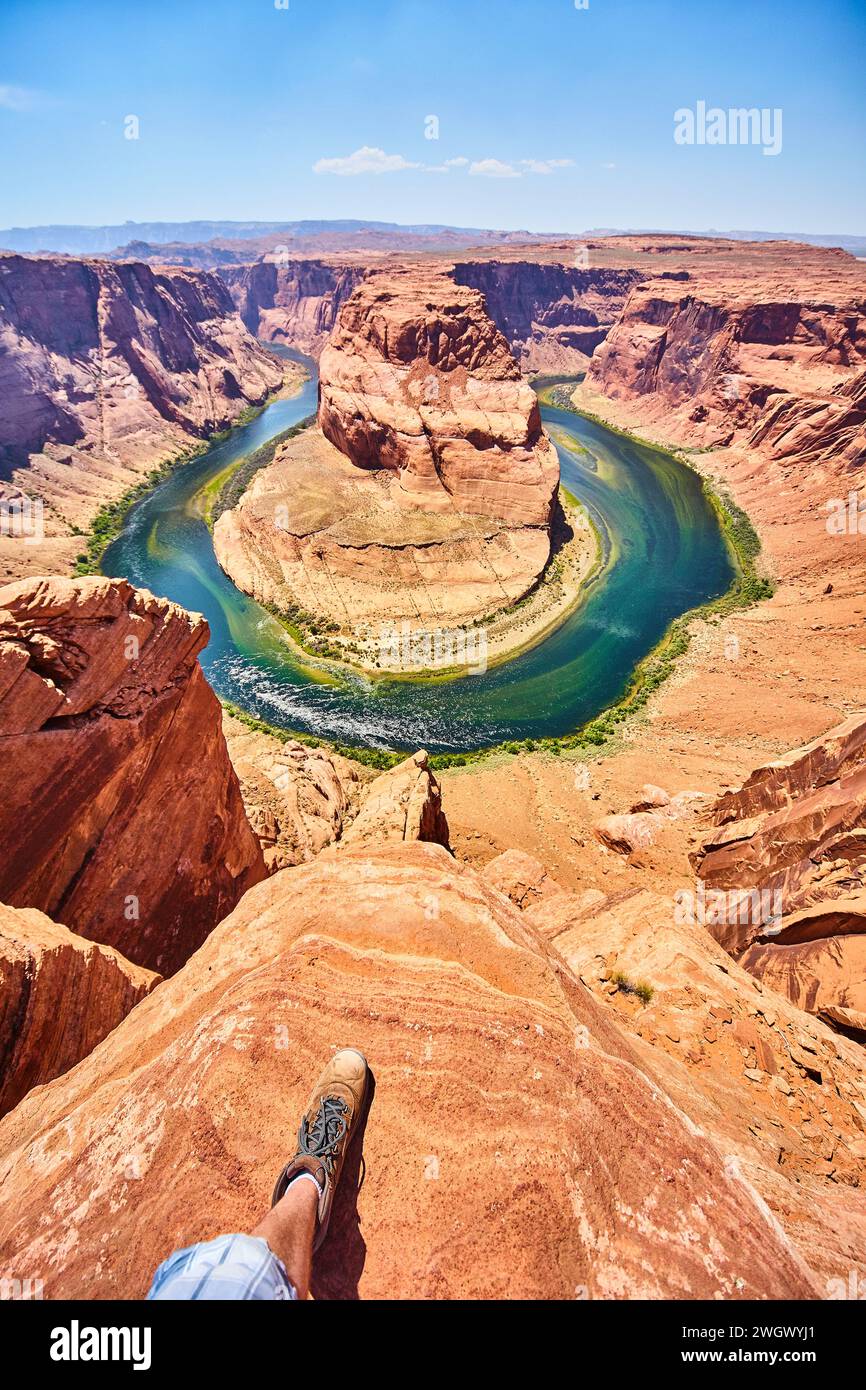 Horseshoe Bend Adventure - Hiker's View of Colorado River Stock Photo ...