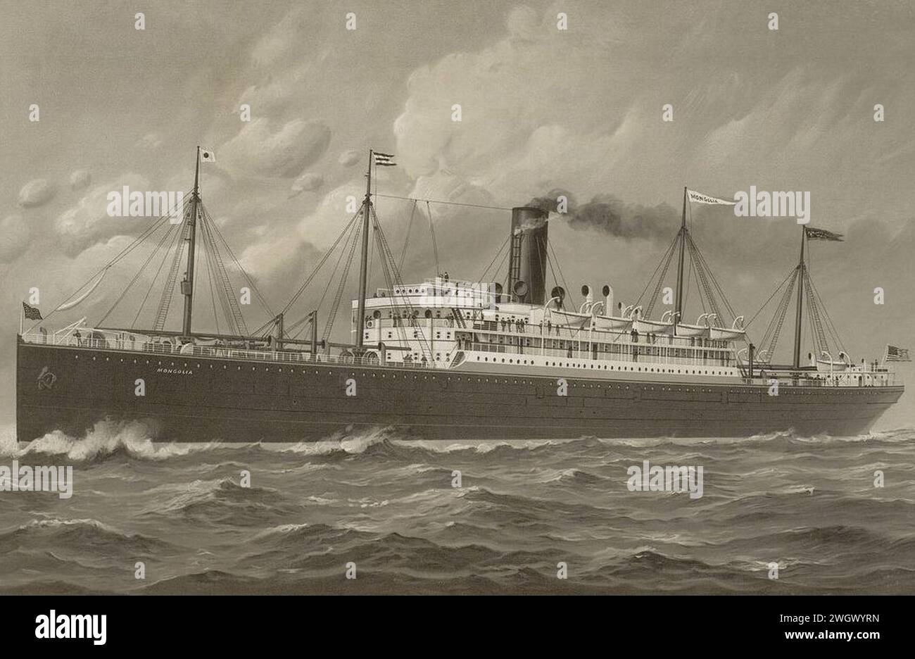 Art - SS Mongolia by Fred Pansing Cropped (cropped Stock Photo - Alamy