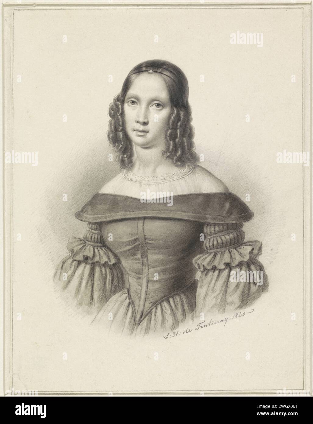 Portrait of Elisabeth Alida Kiers, Louis Henri de Fontenay, 1840 ...