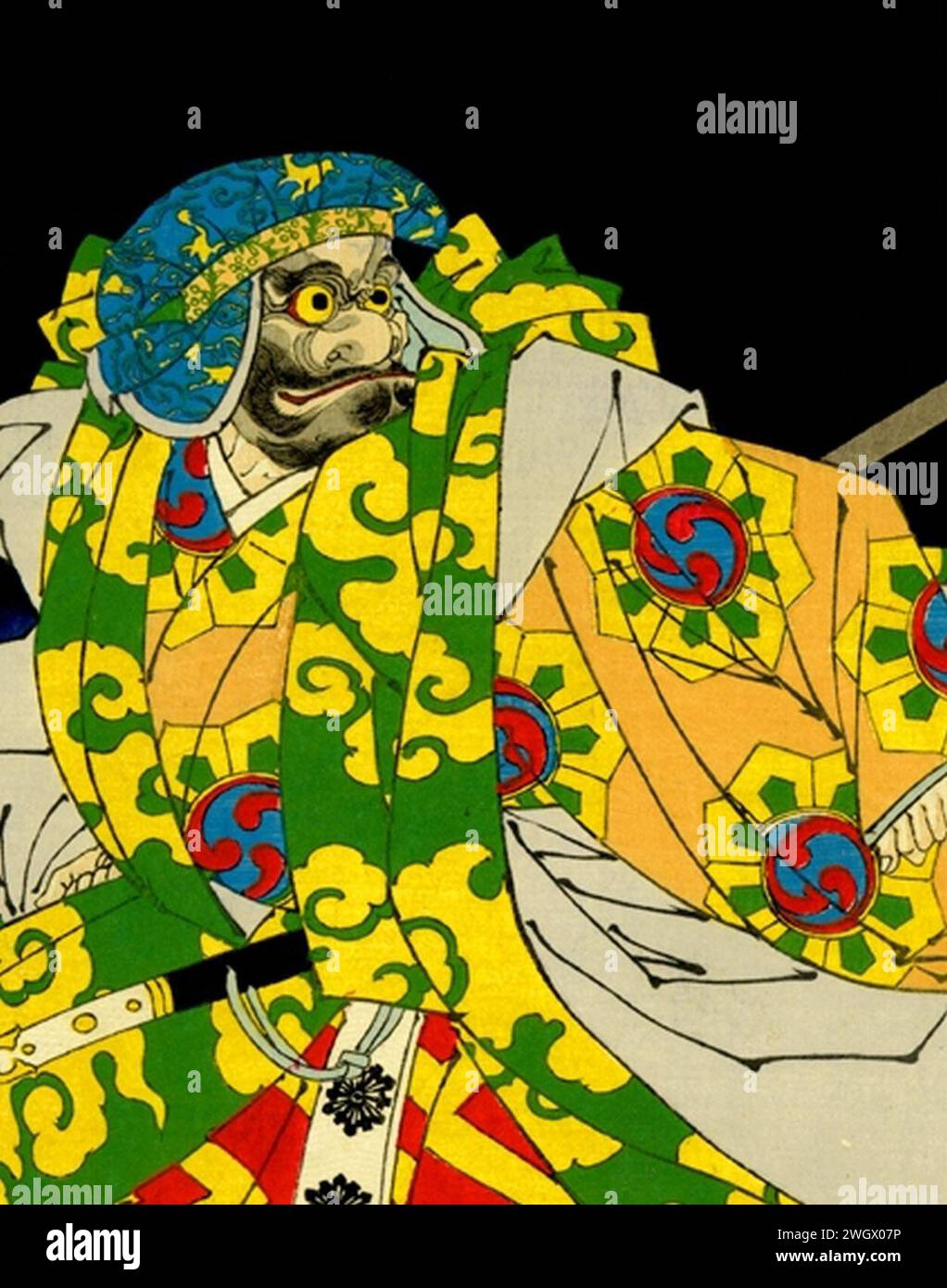 Art detail, from- Yoshitoshi - Hazy-night Moon - Tsuki hyakushi no. 45 ...