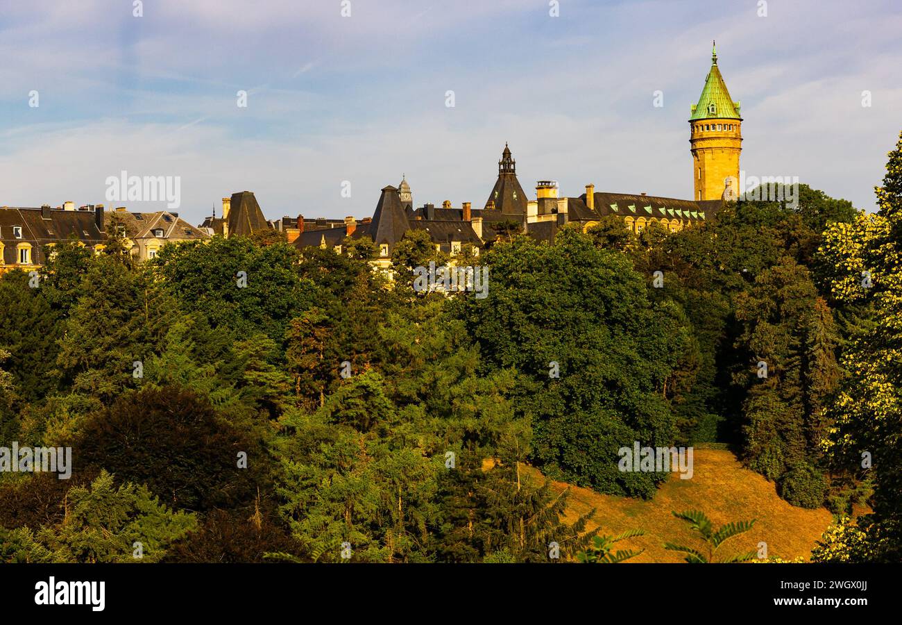 Building of Luxembourg Bank Spuerkeess behind trees Stock Photo - Alamy