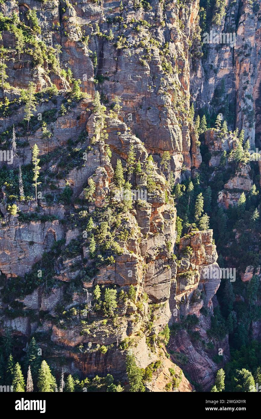 Aerial View of Sunlit Sedona Cliffs with Greenery Stock Photo - Alamy