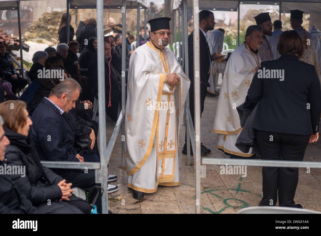 Hatay, Turkey. 06th Feb, 2024. A priest is seen during a mass. The ...