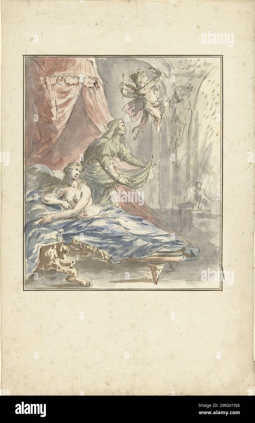 Danaes, Elias Van Nijmal, 1677 - 1755 drawing Design for a painting ...