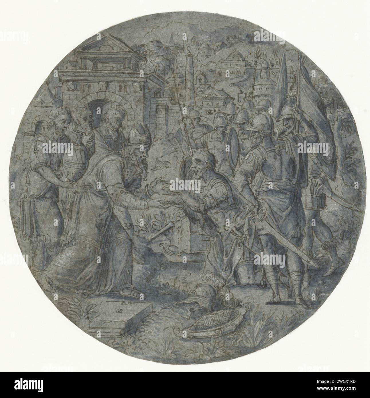 Meeting of Abraham and Melchizedek, Anonymous, 1550 - 1570 drawing ...