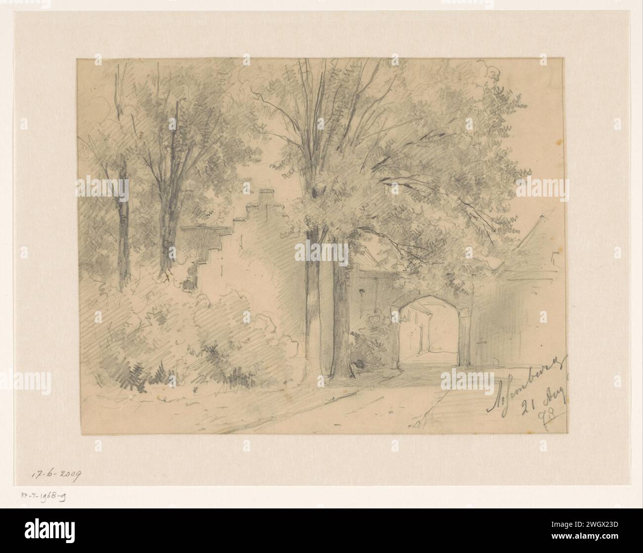 Gate of the Castle Assembourg, Jan Struiding, 1898 drawing paper ...