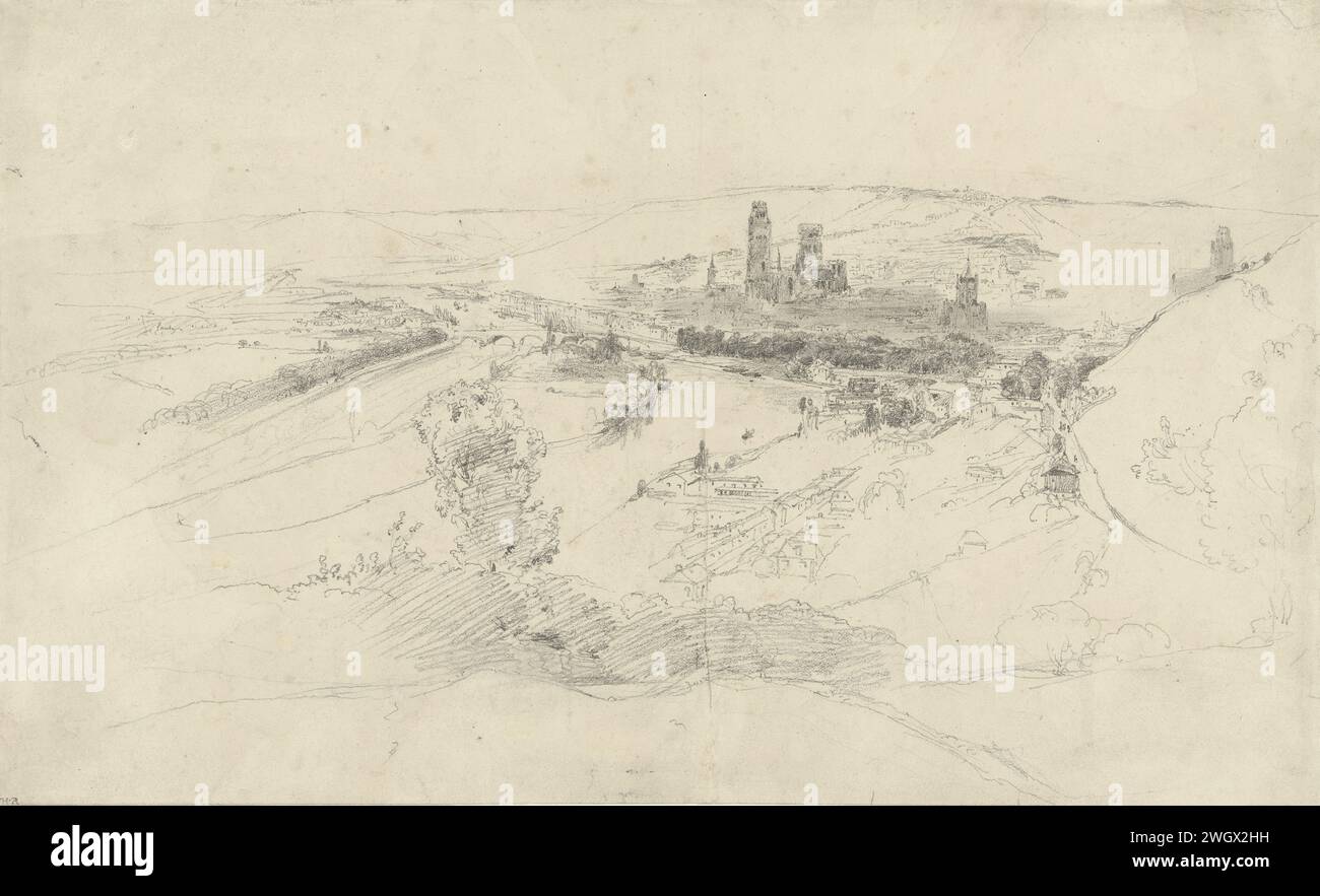 Rouaan in the midst of hills along the Seine, Théodore Rousseau, 1822 ...