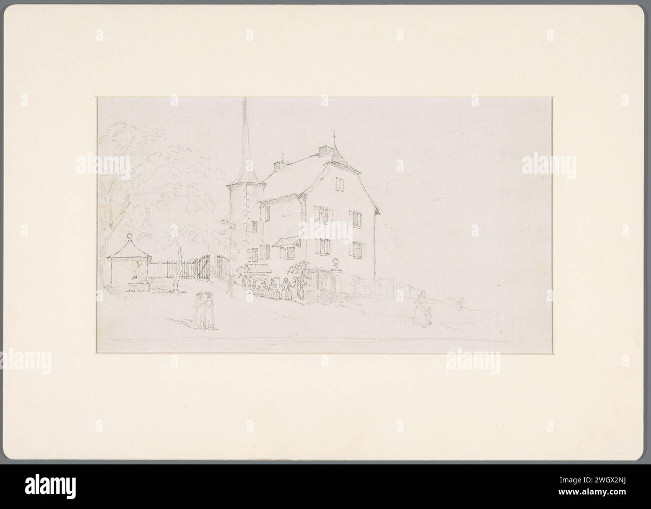 Landhuis near the Lac Léman, with some figures in the foreground, David ...