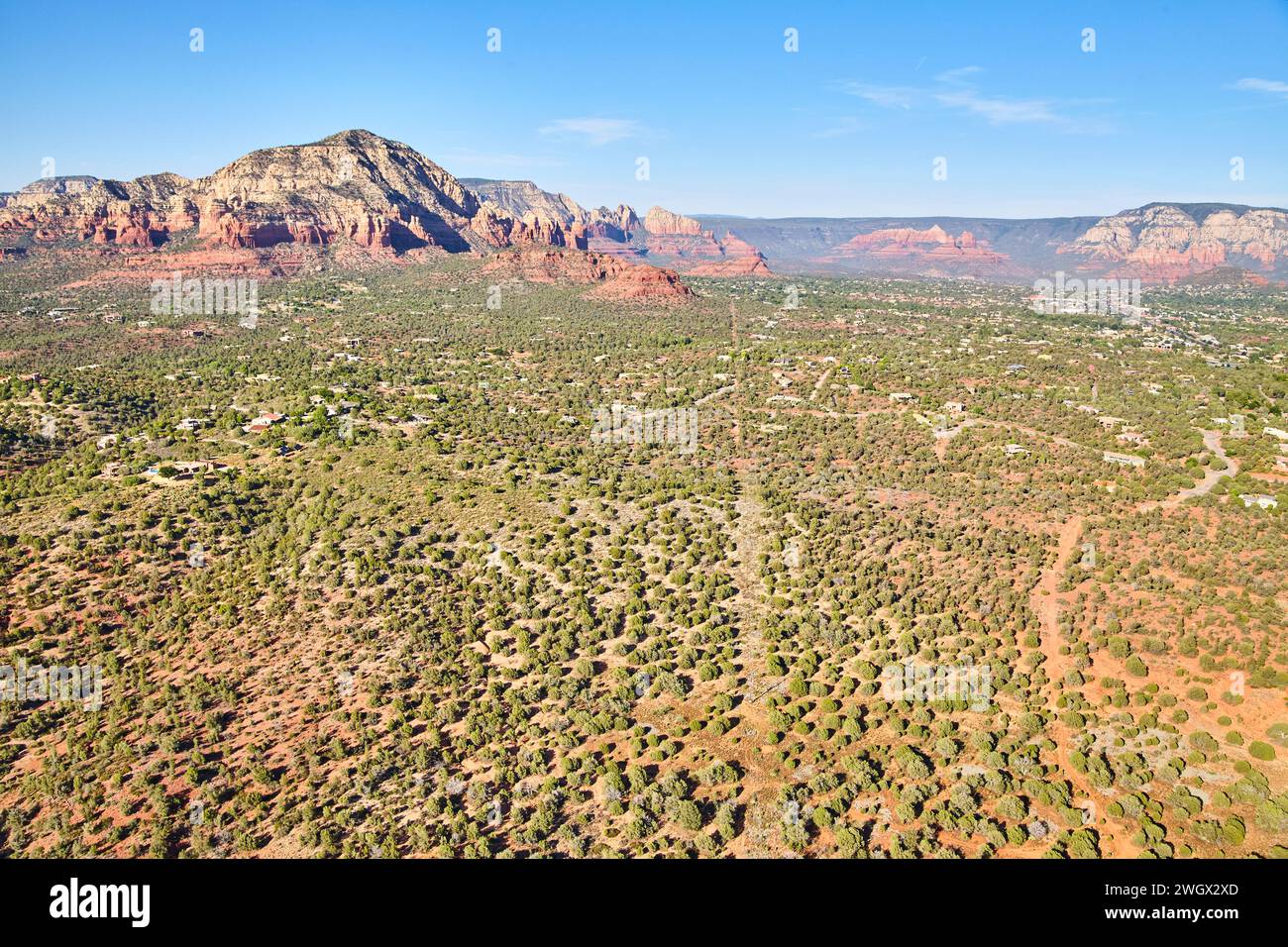 Aerial View of Lush Desert and Red Rocks in Sedona Stock Photo - Alamy
