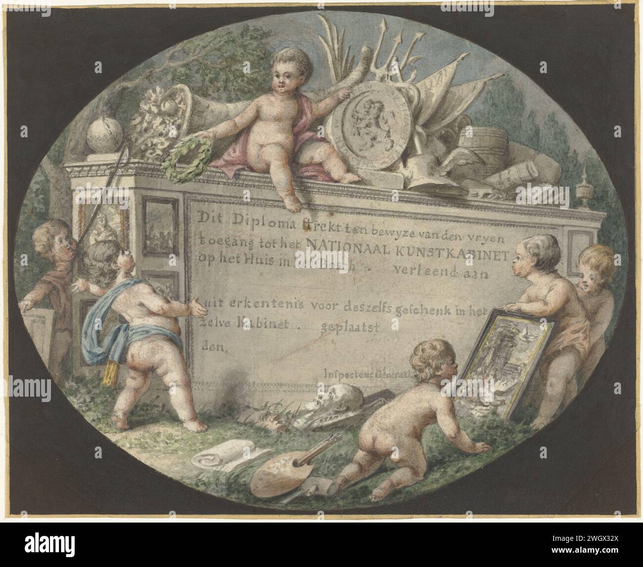 Design of an admission ticket for the National Art Cabinet on the House ...