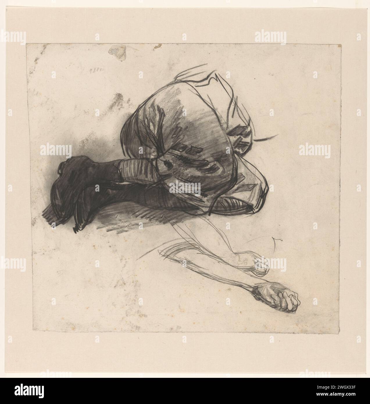 Study of the legs and arms of a lying woman, Jac van Looij, 1865 - 1930 ...