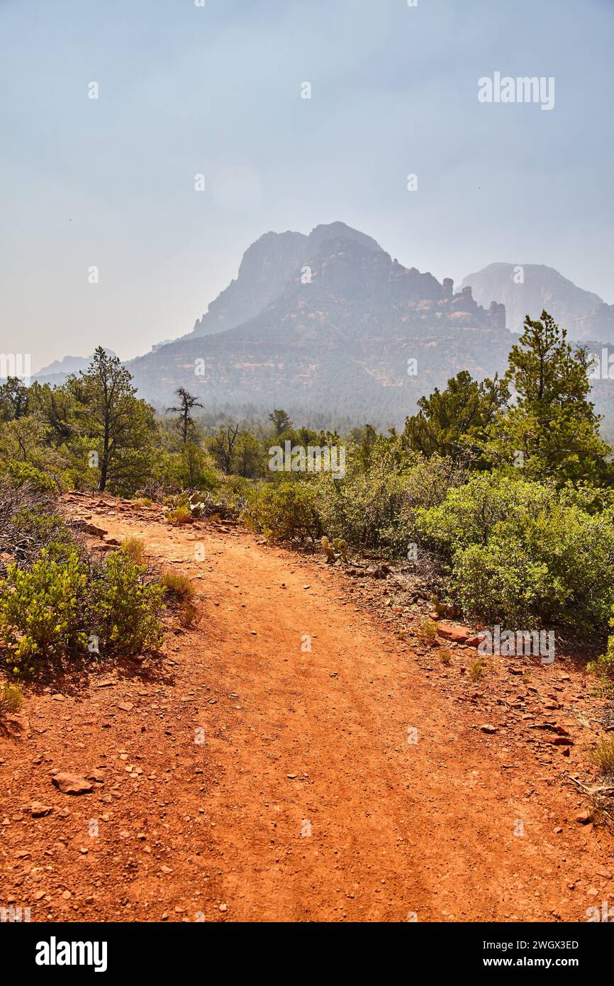 Sedona Desert Trail with Mountain Backdrop, Arizona Stock Photo - Alamy