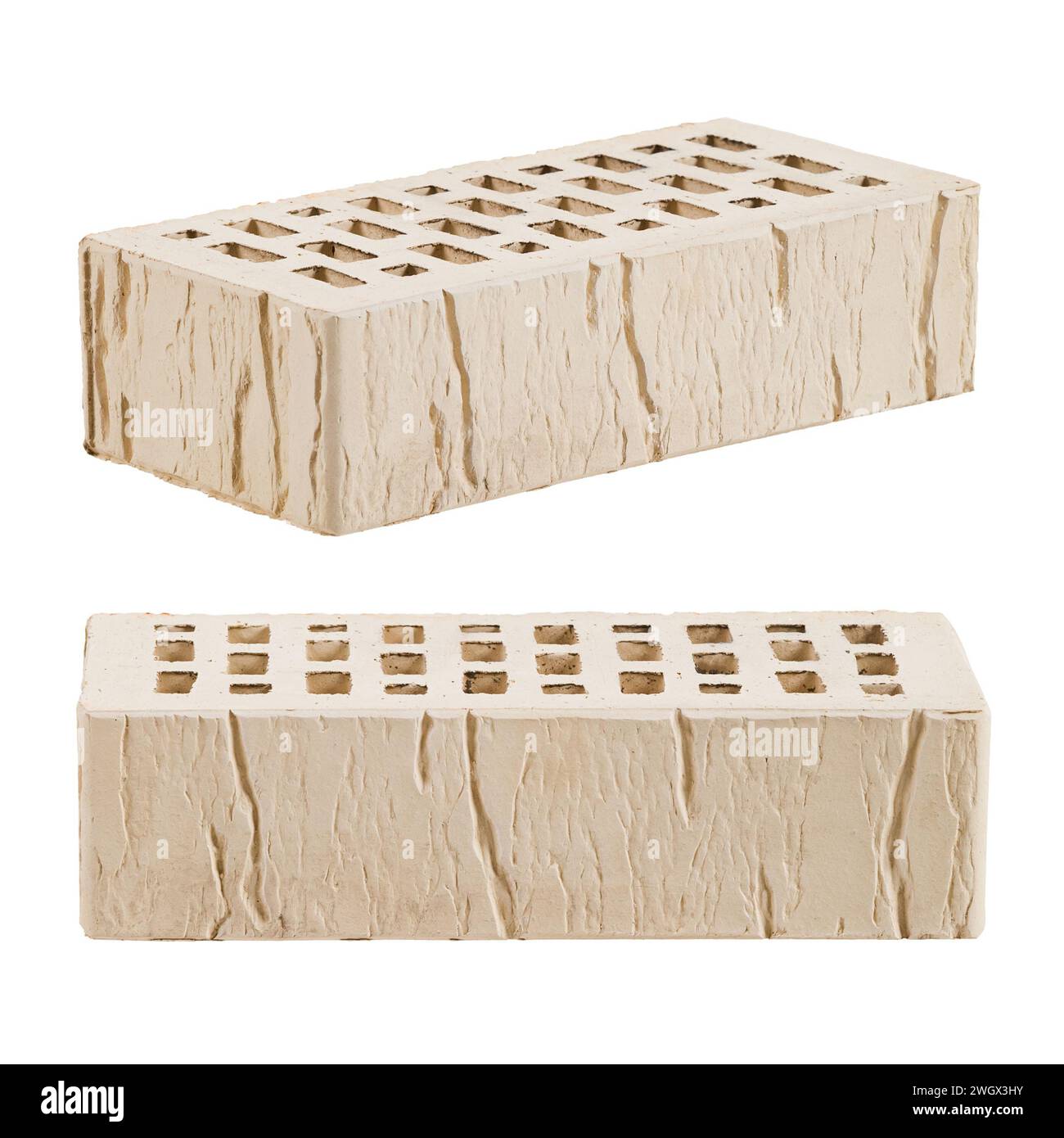 Beige ceramic brick is isolated on a white background. Decorative ...