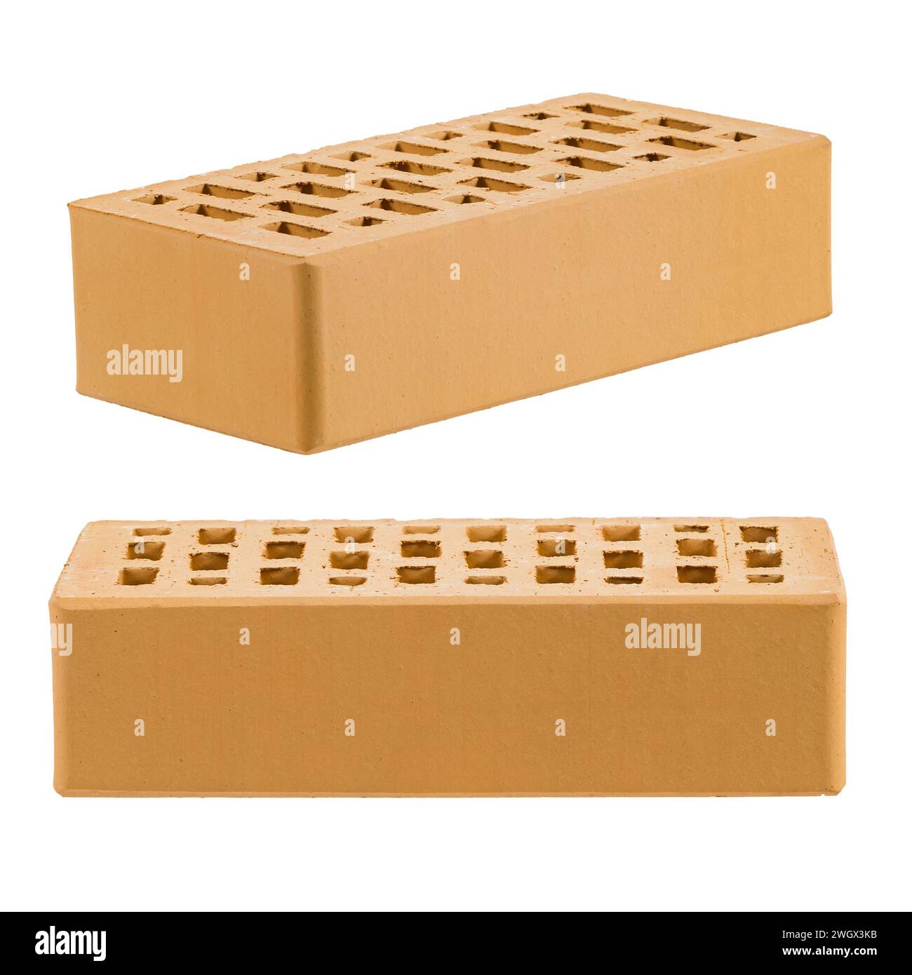 Orange ceramic brick is isolated on a white background Stock Photo - Alamy