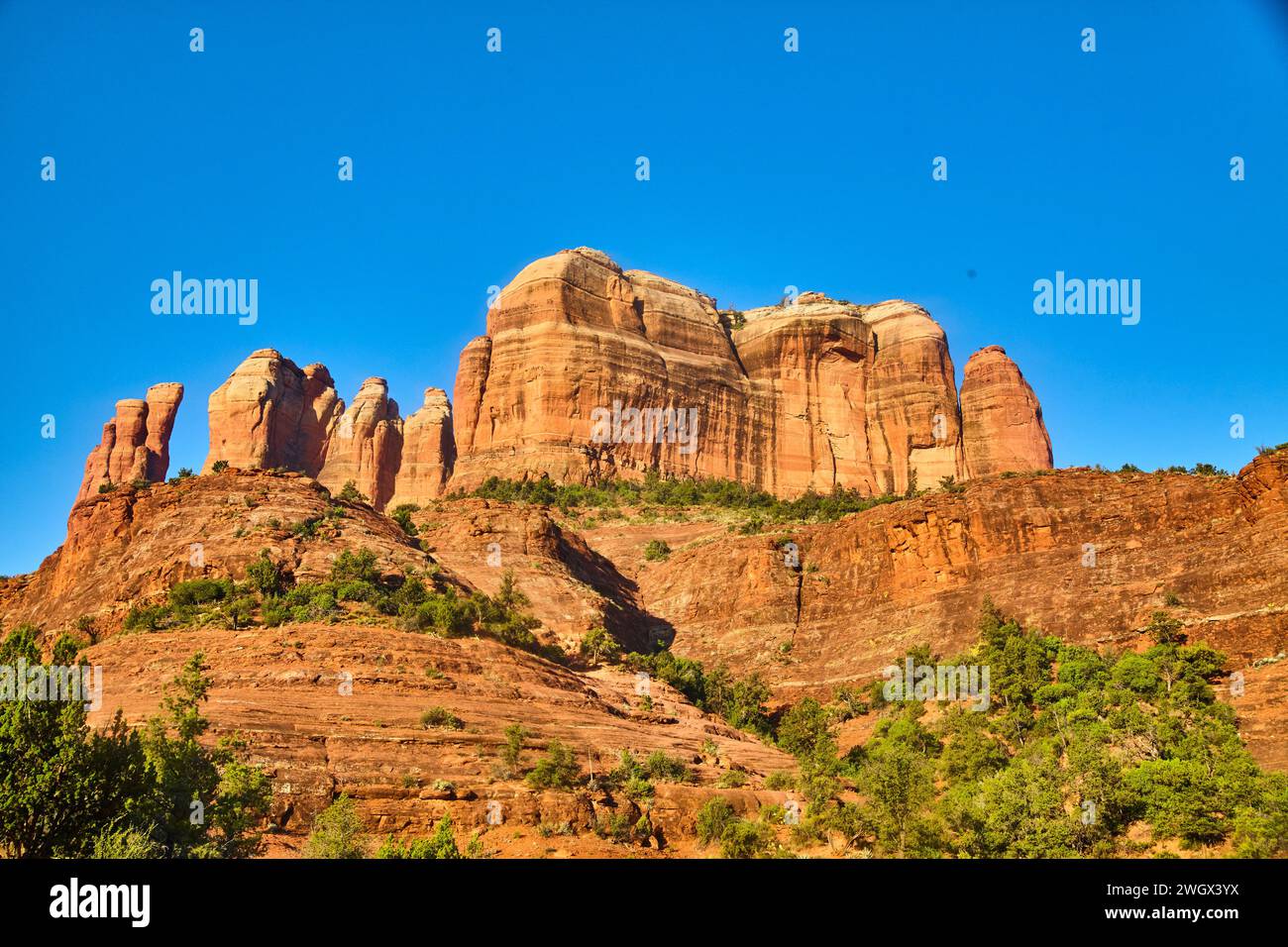 Sedona Red Rock Cliffs and Blue Sky - Cathedral Rock, Arizona Stock ...