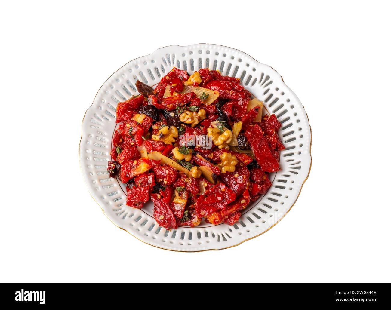 Traditional, delicious Turkish appetizers; Dried tomato appetizer salad ...