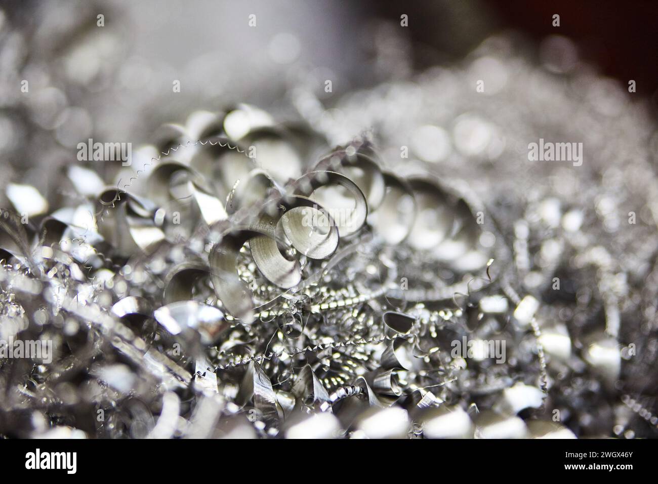 Metal Swarf Textures in Industrial Setting, Eye-Level Perspective Stock ...