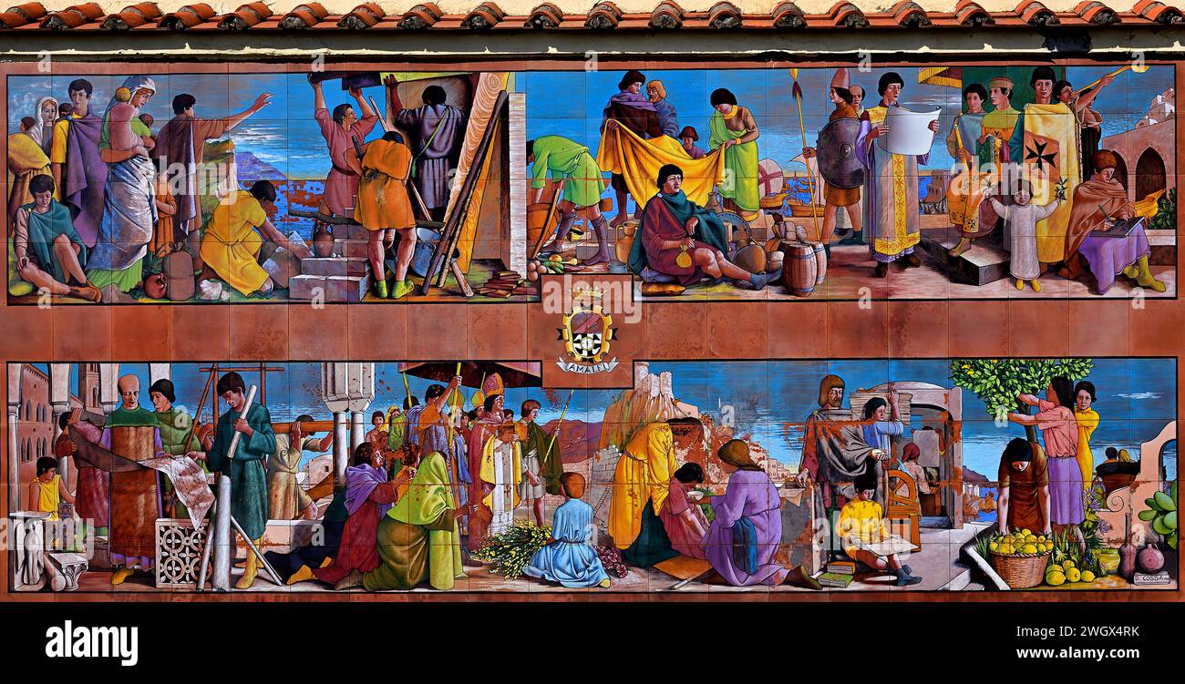 Amalfi mural, done with the traditional hand painted ceramic, symbol of ...