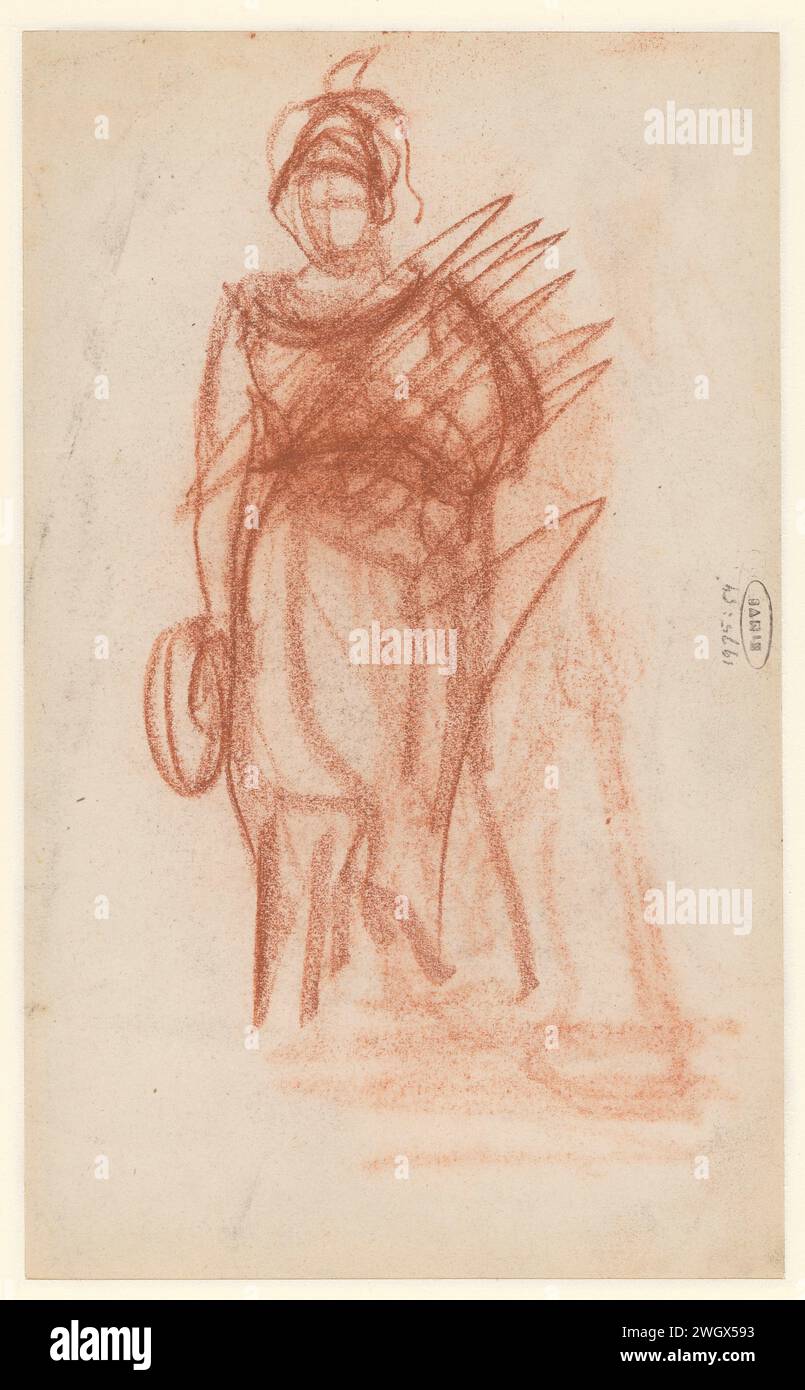 Crossed Minerva Figure, Jakob Smits, 1865 - 1928 drawing paper. chalk ...