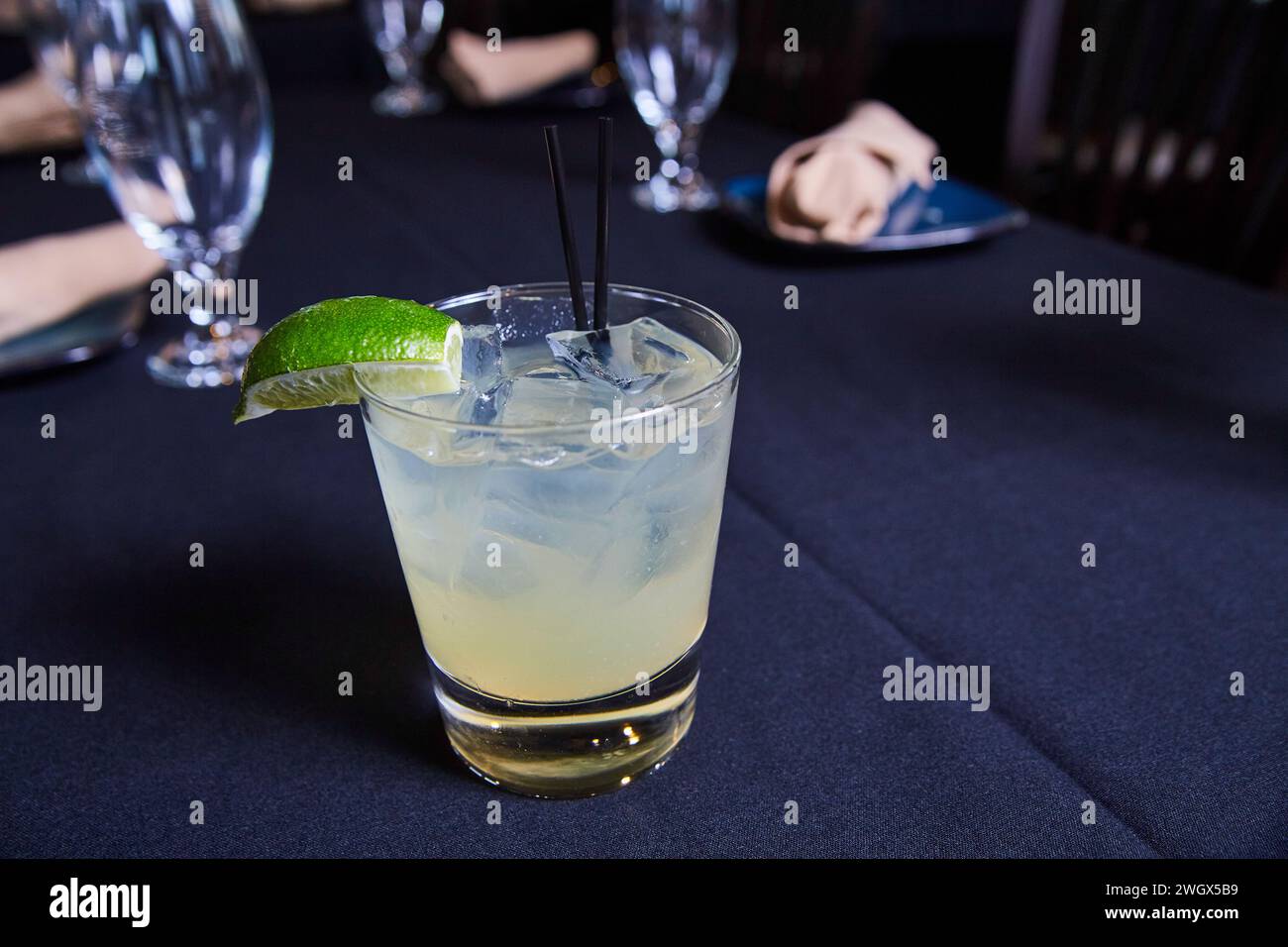 Elegant Cocktail in Upscale Bar Setting with Soft Lighting Stock Photo ...