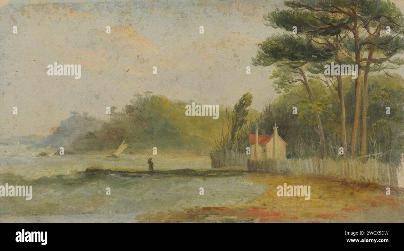 Arthur Wellington Fowles (1815-1883) - A River Scene with a House and a ...