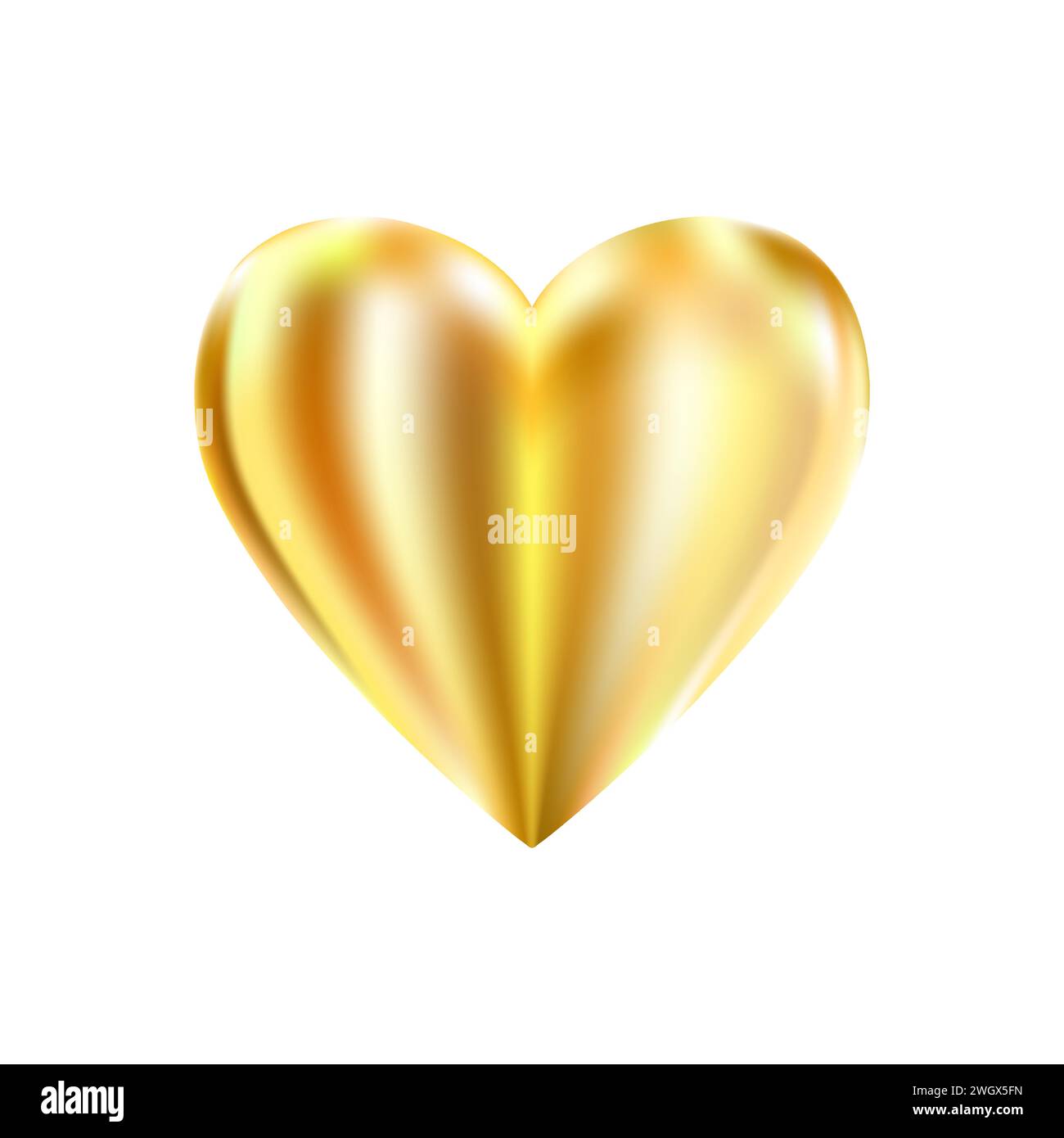Golden realistic heart icon on white background. 3d vector illustration ...