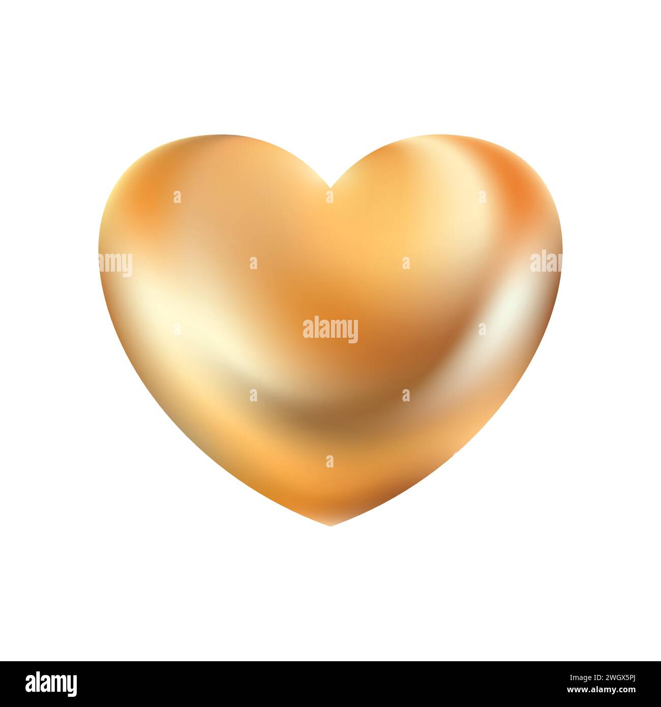 Golden realistic heart icon on white background. 3d vector illustration ...