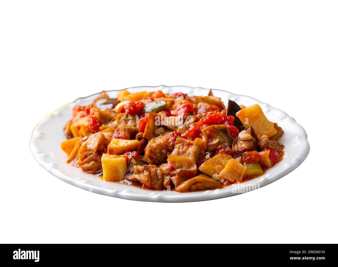 Traditional Turkish food; eggplant meze (Turkish name; saksuka Stock ...