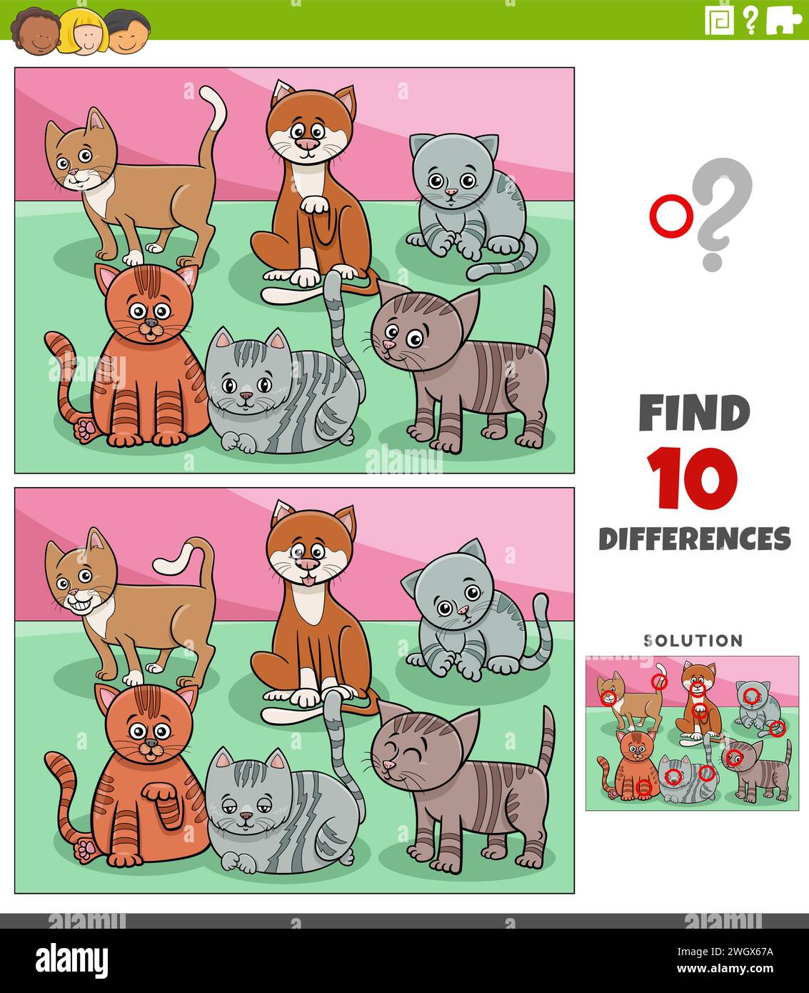 Cartoon illustration of finding the differences between pictures ...