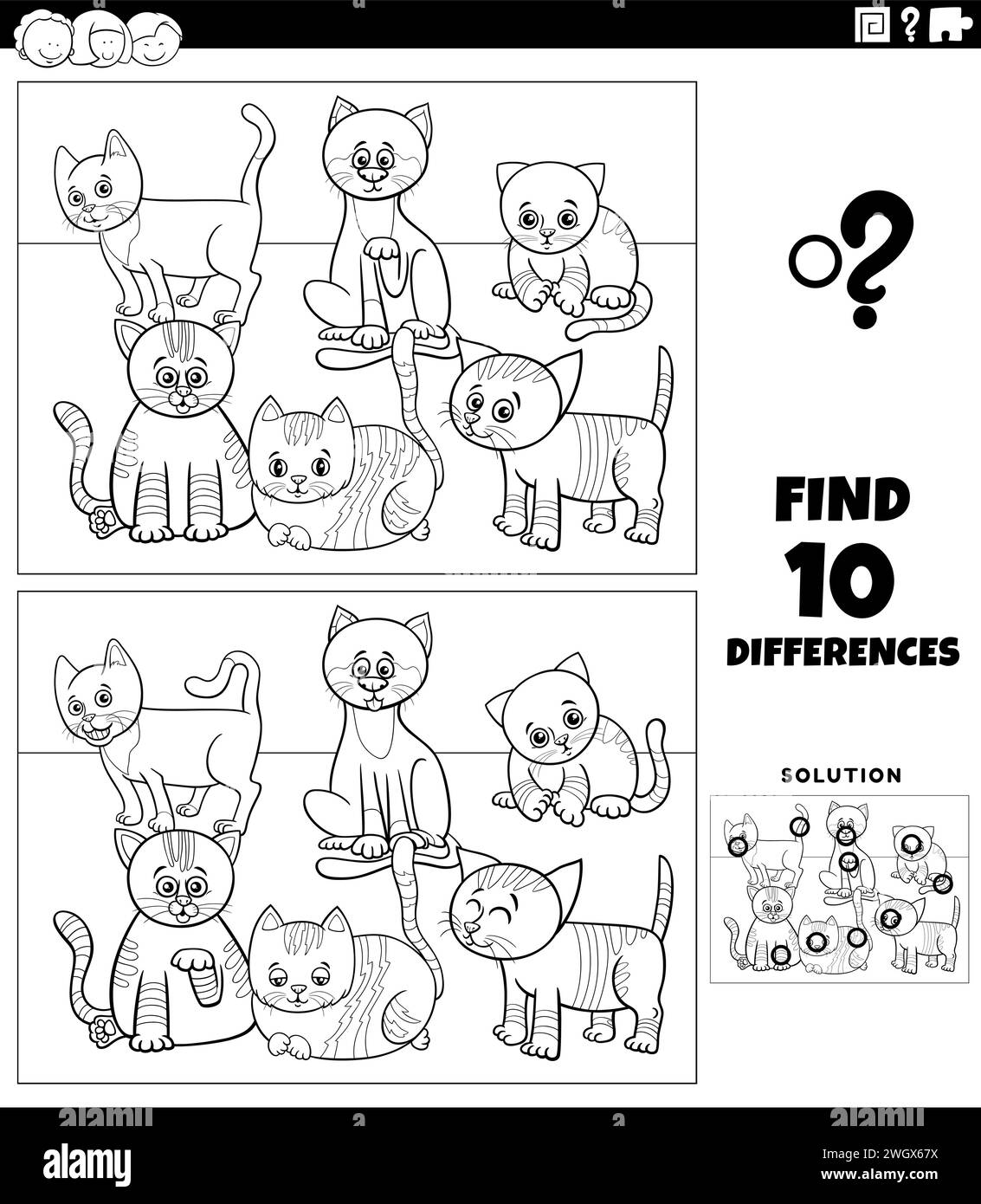 Cartoon illustration of finding the differences between pictures ...