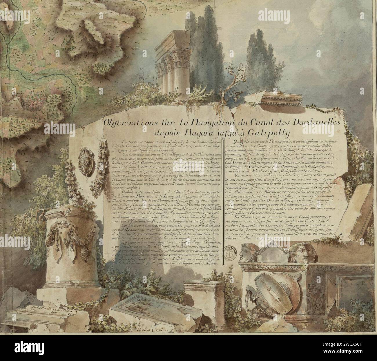 Artistic-cartouche in a map of the Dardanelles Stock Photo - Alamy