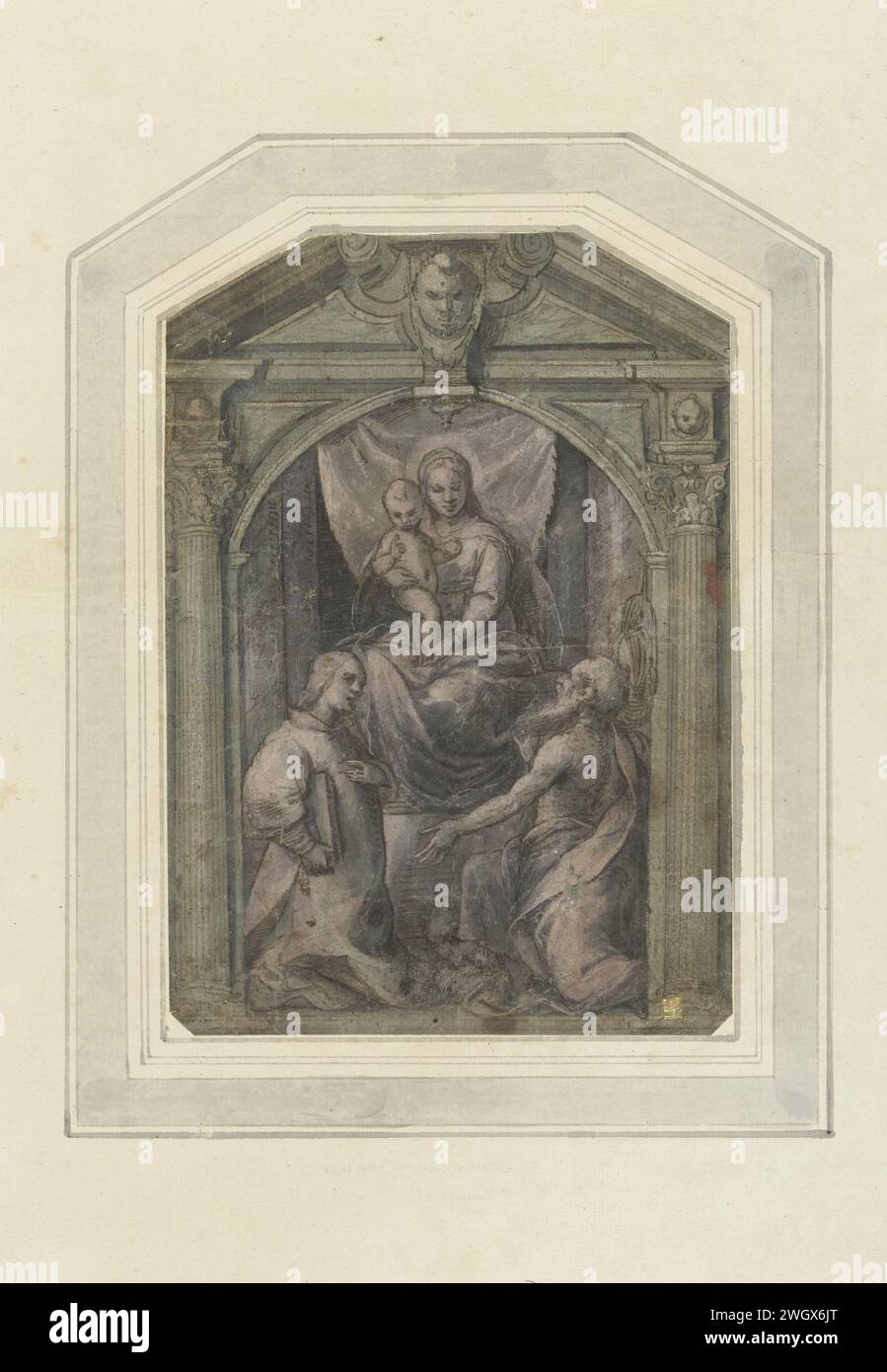 Design for an altarpiece with Madonna and two saints, Enea Salmeggia ...