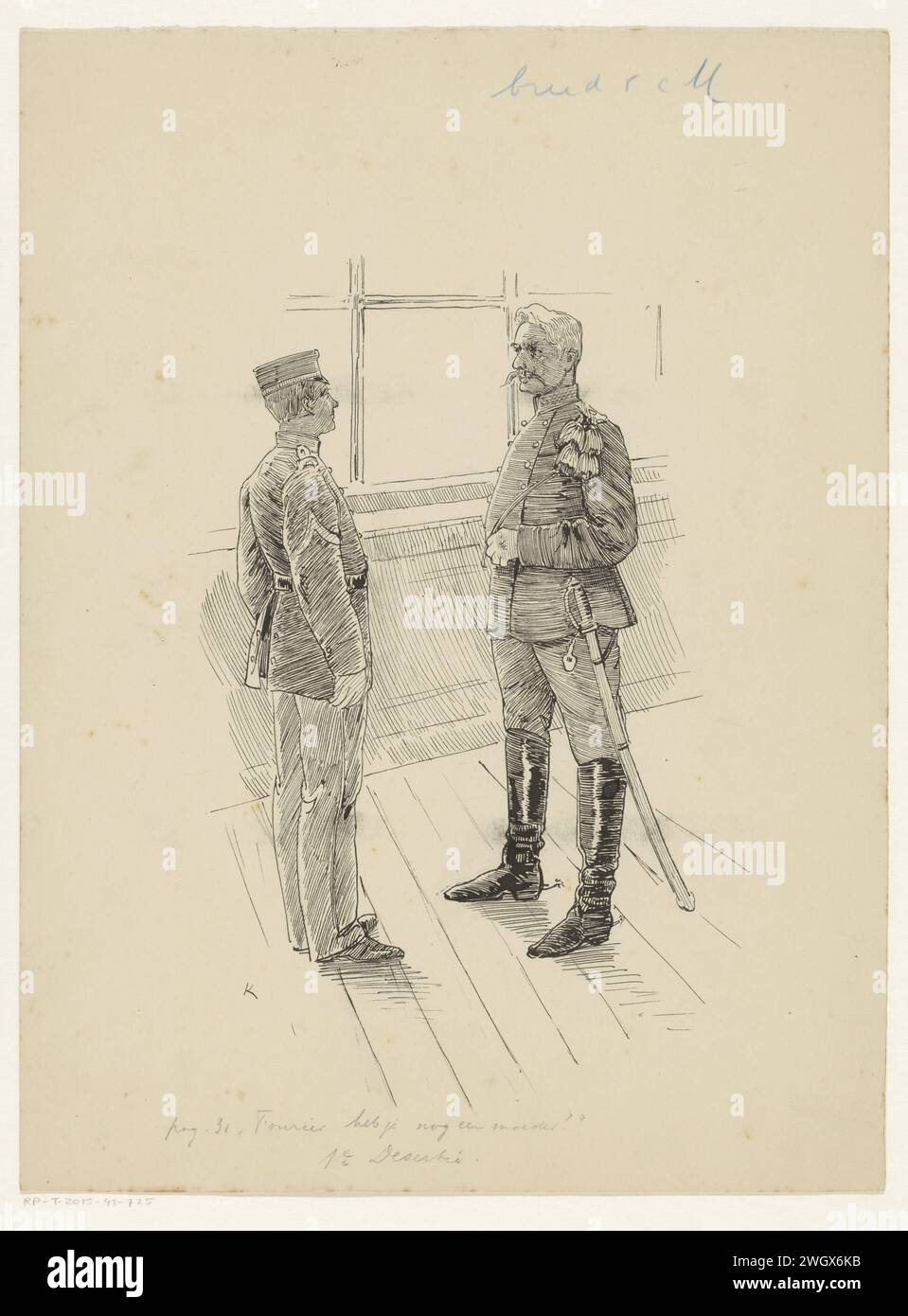 Military in conversation with Fourier, in Or Before 1898 drawing An ...