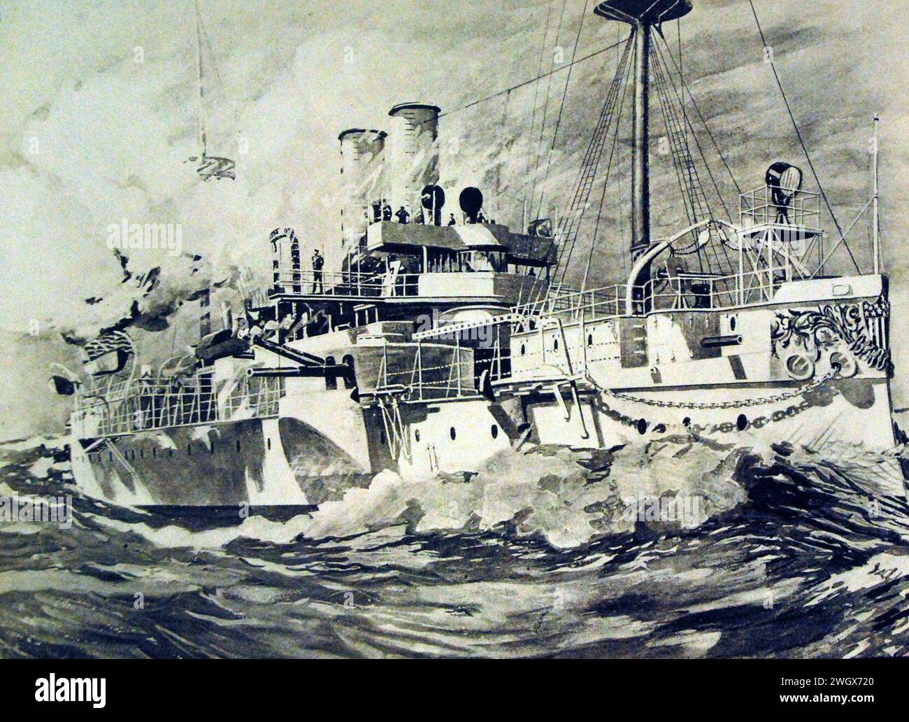 Artwork of USS Maine (ACR-1) (26157341335 Stock Photo - Alamy