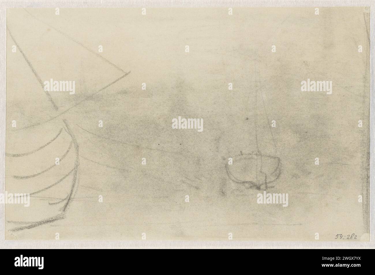Some Schuiten, Anton Mauve, 1848 - 1888 drawing paper. chalk sailing ...