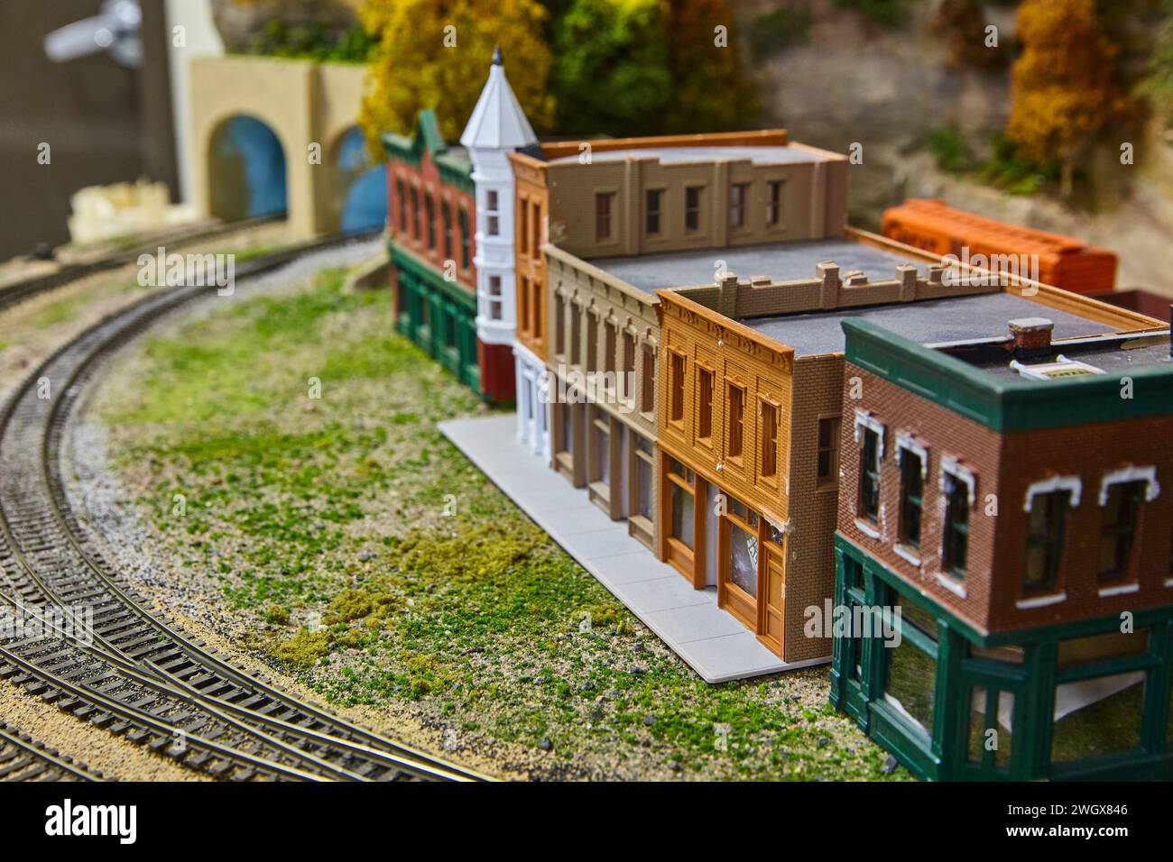 Miniature Urban Street and Model Train Set - Craftsmanship Detail Stock ...