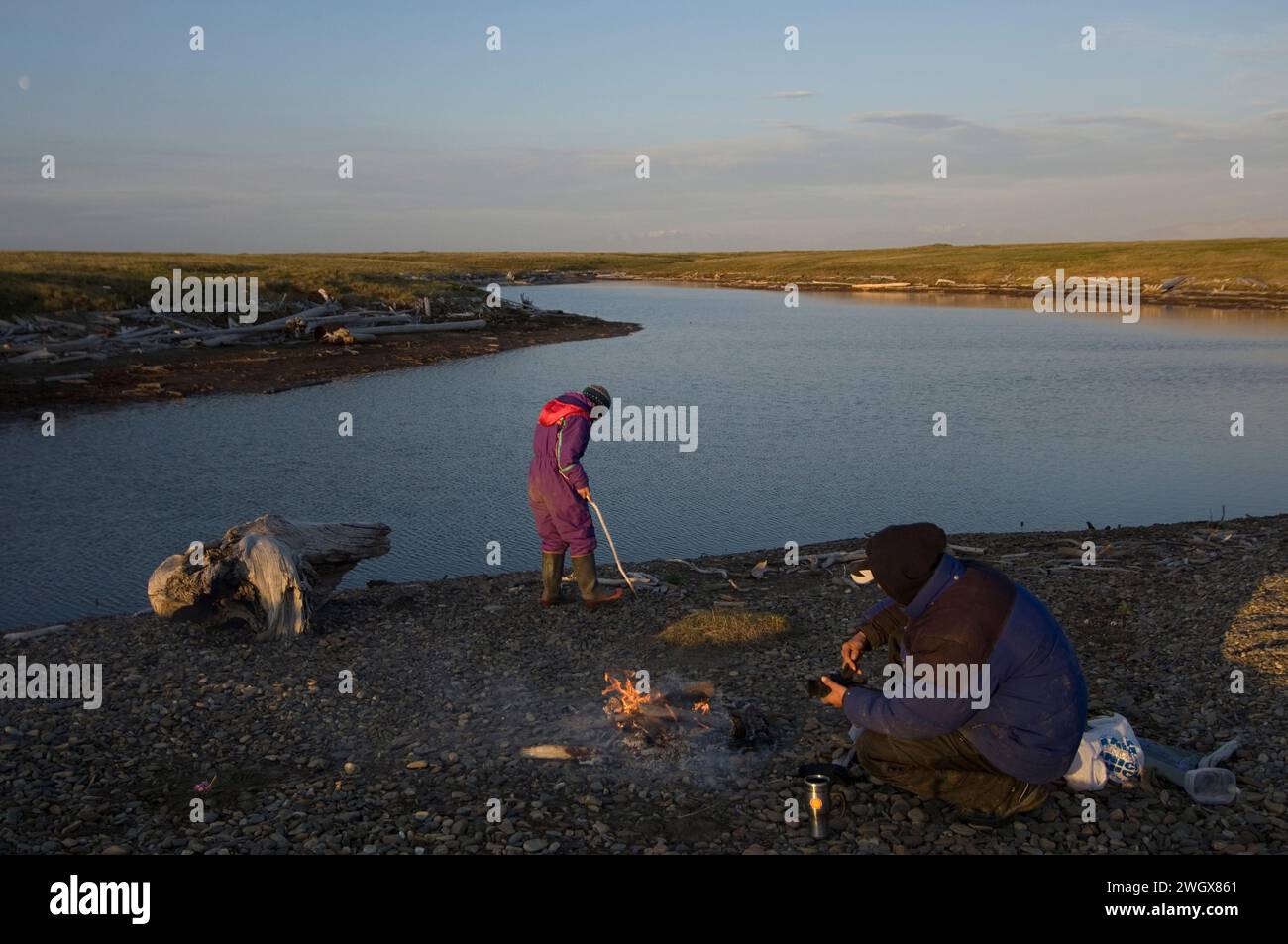 camp on a sandspit along anwr 1002 coastal plain arctic alaska Stock ...