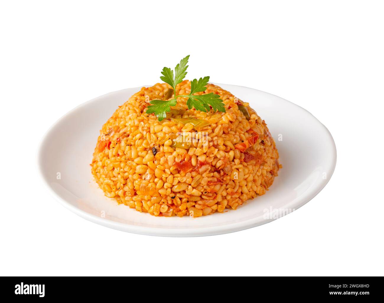 Traditional turkish bulgur pilaf with tomato sause in plate (Turkish ...