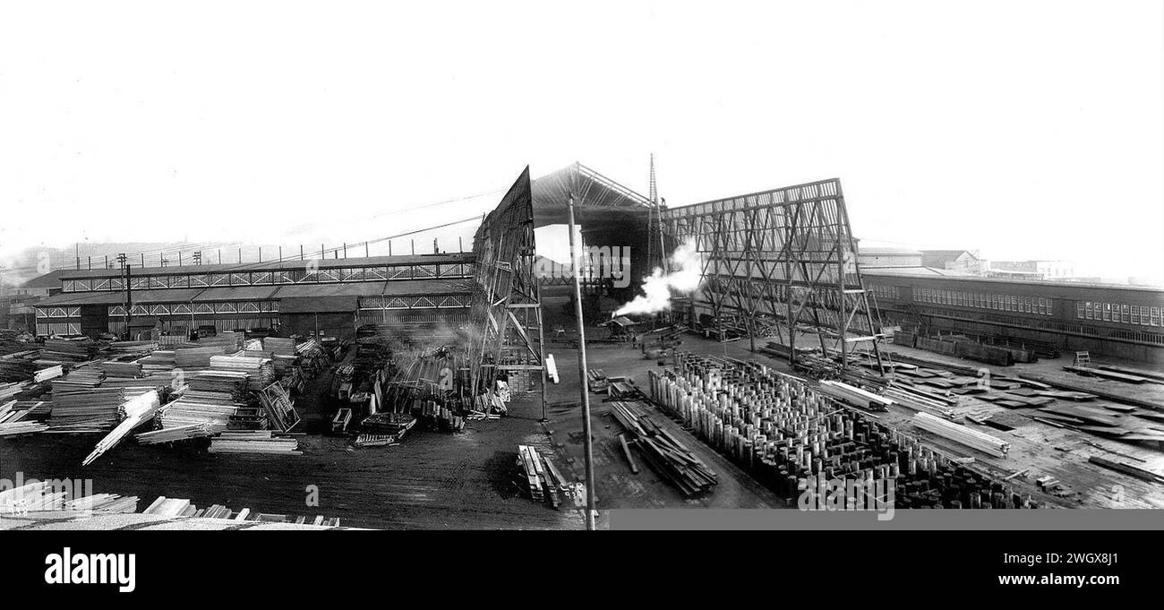 Asahel Curtis panorama of Moran Brothers Shipyard, Seattle, showing ...