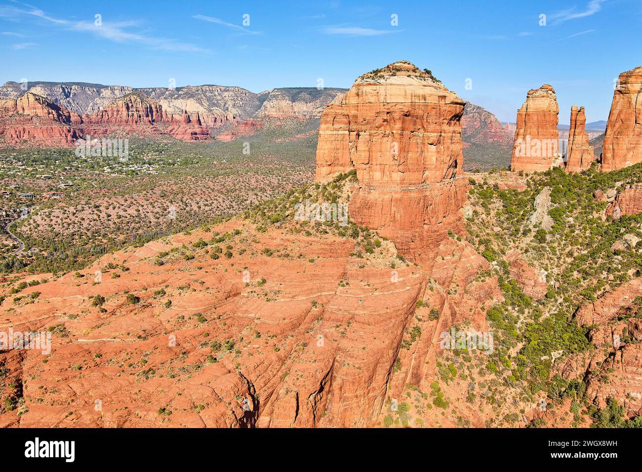 Aerial View of Sedona Red Rock Pillars and Blue Skies Stock Photo - Alamy